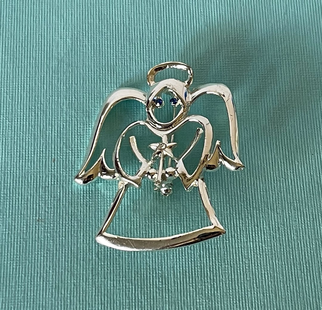 Large Vintage Angel With Halo Pin, Angel Pin, Angel Brooch, Angel With ...