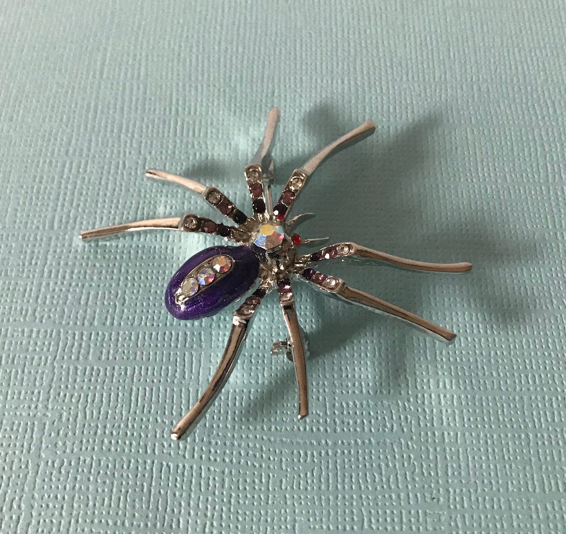 Rhinestone spider pin purple spider pin silver spider pin | Etsy