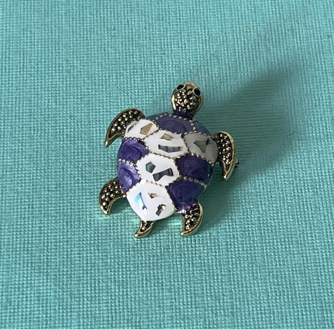 Vintage Turtle Brooch, Purple Turtle Pin, Gold Turtle Brooch, Tortoise ...