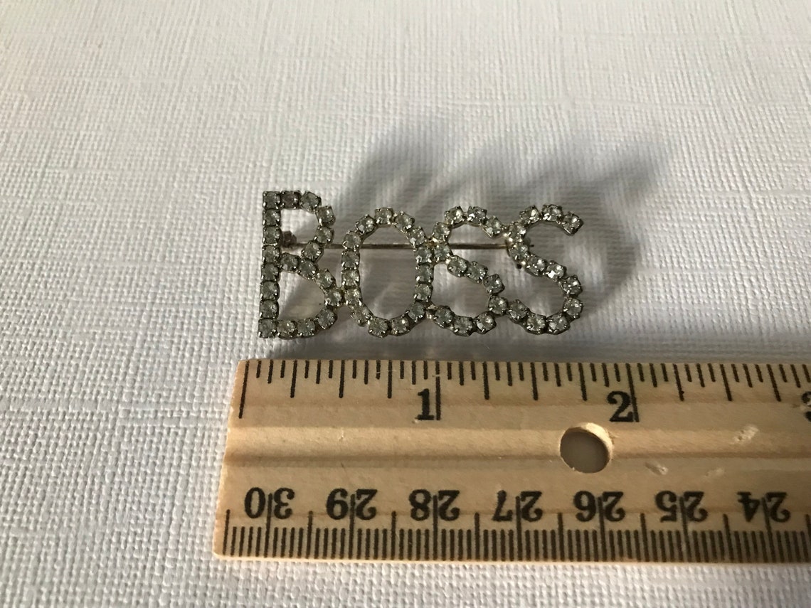 Vintage rhinestone boss brooch boss pin manager pin | Etsy