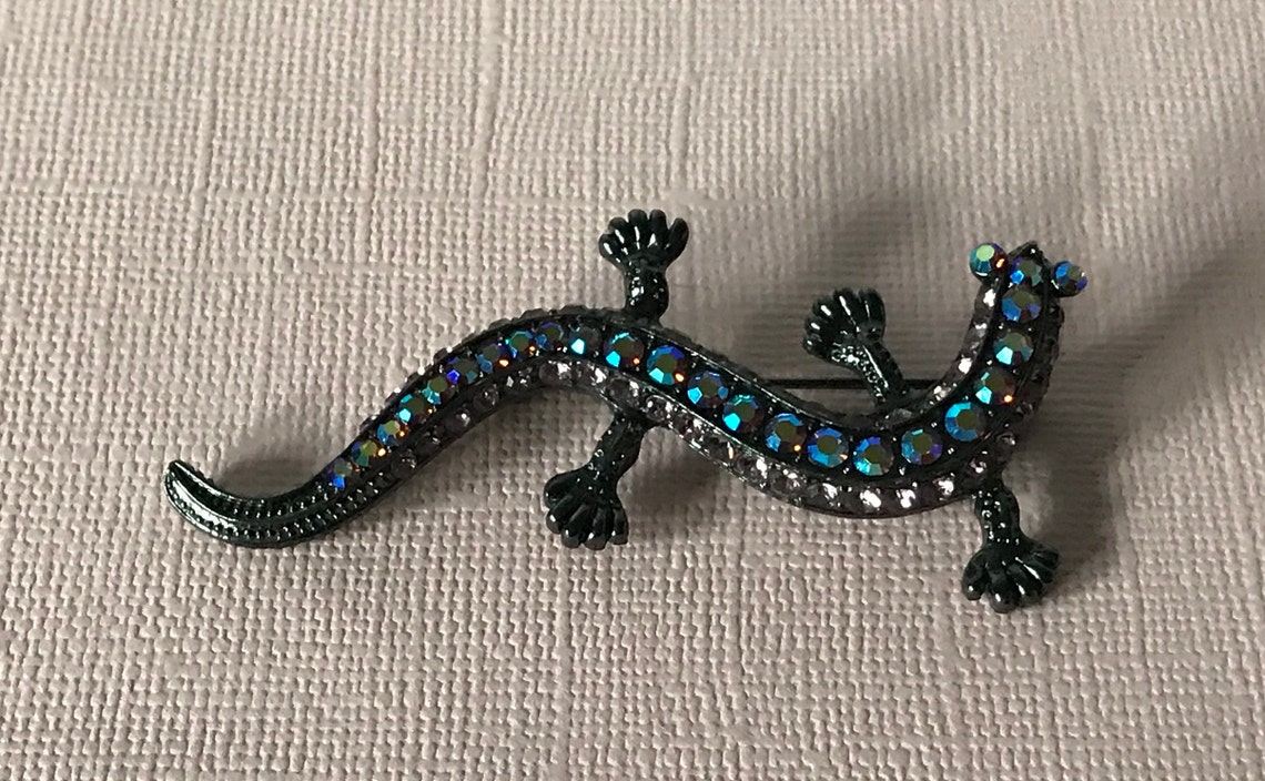 Vintage Aurora Borealis Rhinestone Lizard Brooch Gecko Pin - Etsy