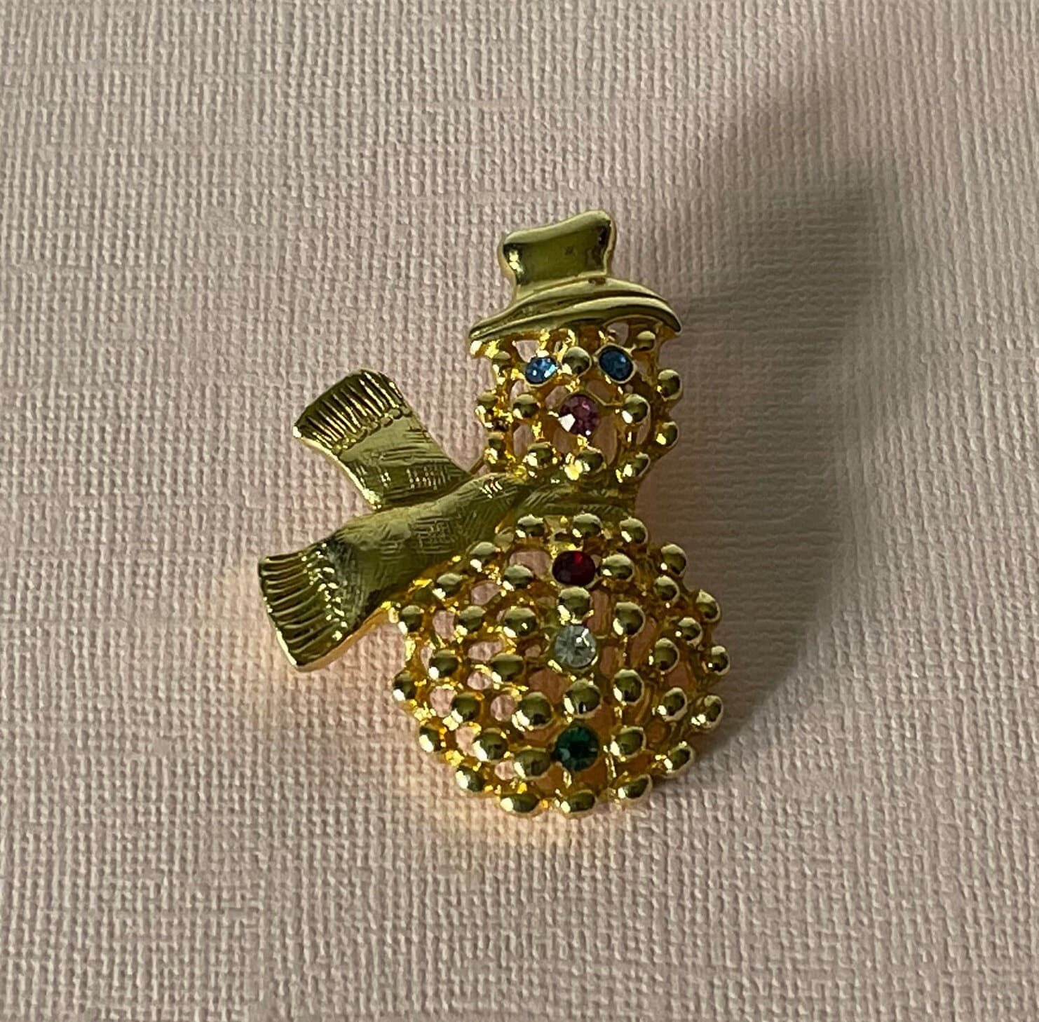 Vintage Rhinestone Snowman Pin Gold Tone Snowman Pin - Etsy
