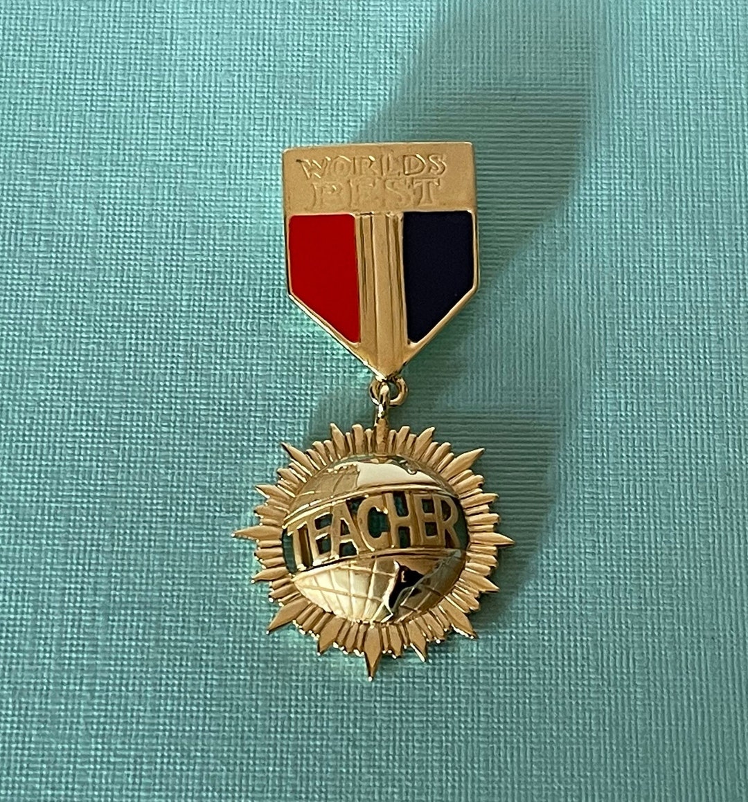 Vintage Worlds Best Teacher Pin Worlds Best Teacher Pin Gold - Etsy