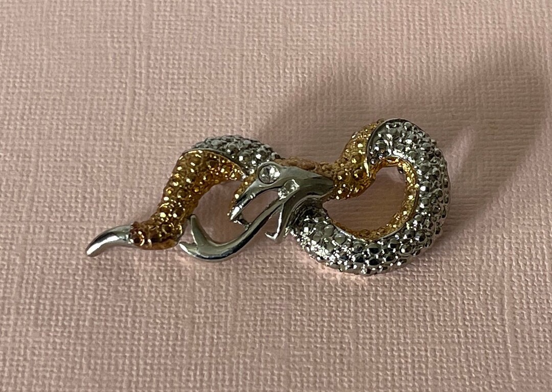 Gold and Silver Snake Pin, Gold Snake Pin, Silver Snake Pin, Viper ...