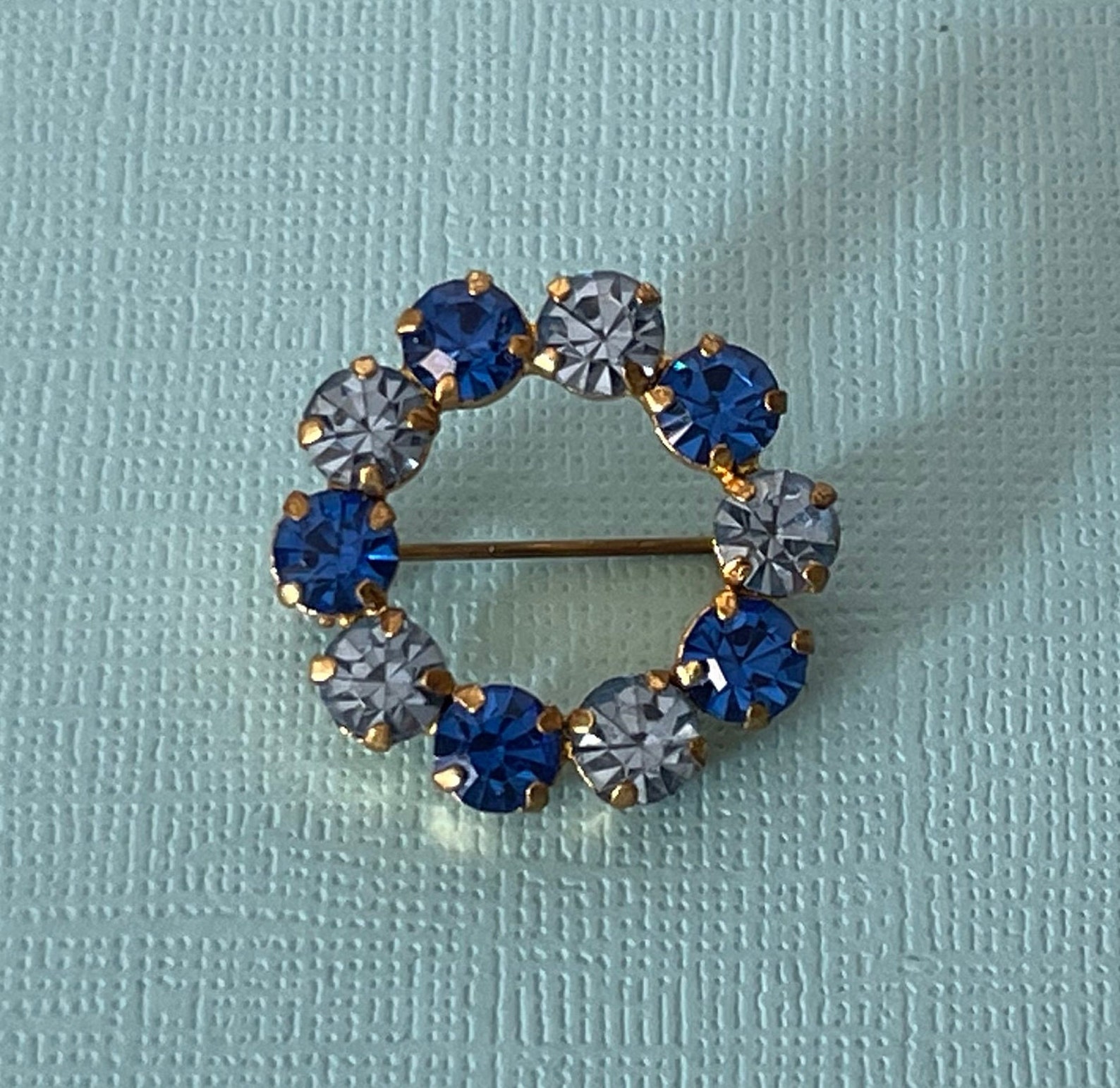 Vintage Blue Circle Brooch Blue and Gold Circle Brooch Light - Etsy