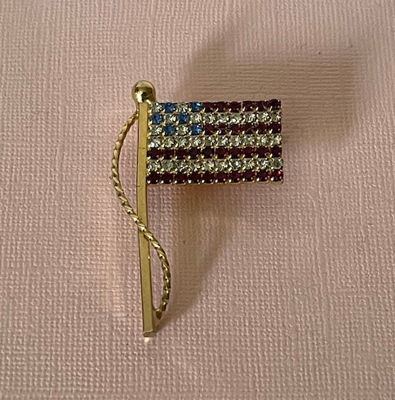 Vintage flag brooch, high end American flag pin, MAGA… - Gem