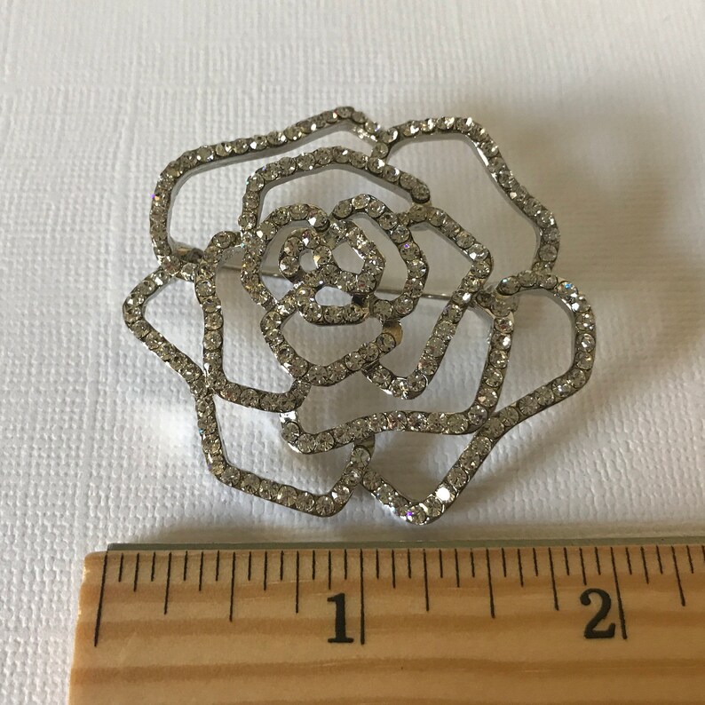 Vintage rhinestone rose pin rhinestone rose brooch wedding | Etsy