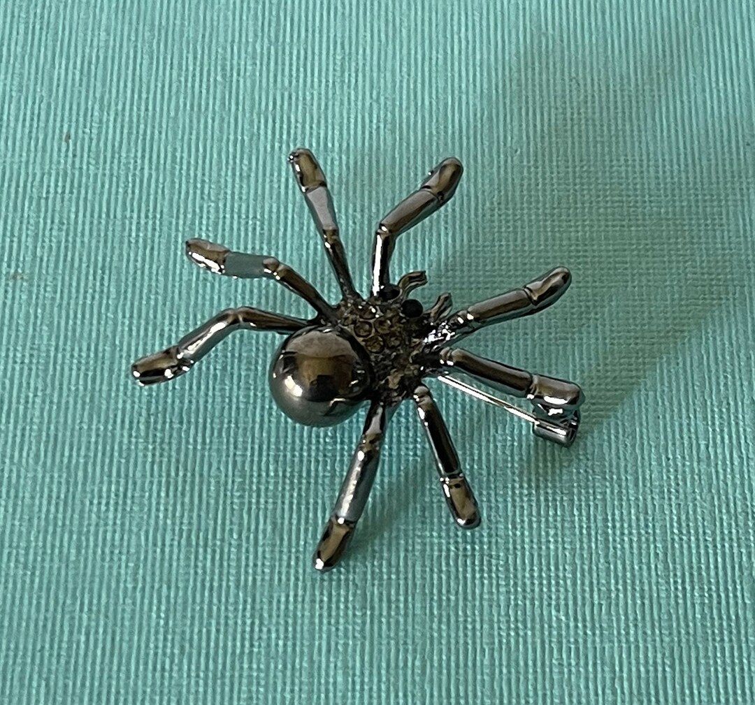 Black Rhinestone Spider Pin, Halloween Spider Pin, Spider Brooch, Black ...