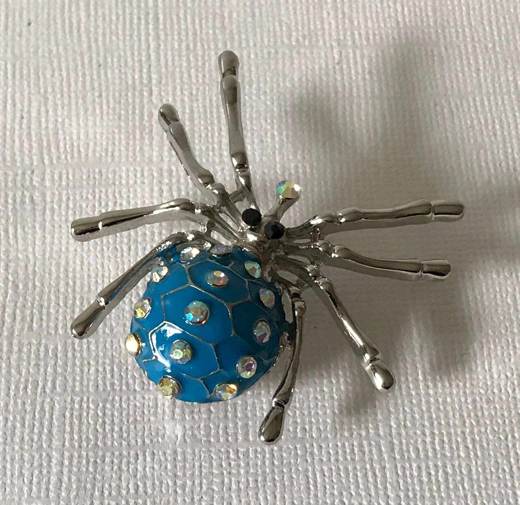 Blue rhinestone spider pin spider brooch aurora borealis | Etsy