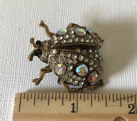 Rhinestone ladybug pin, aurora borealis rhinestone la… - Gem