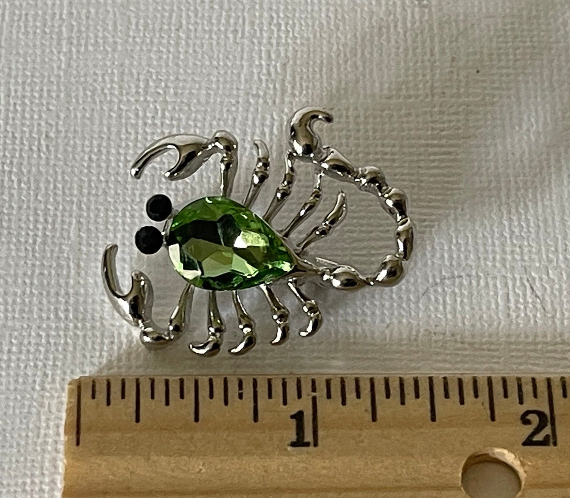 Rhinestone Scorpion Pin Scorpion Brooch Green Scorpion Pin - Etsy