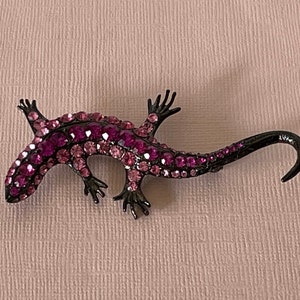 Rhinestone Lizard Brooch, Rhinestone Lizard Pin, Pink Lizard Pin, Pink ...