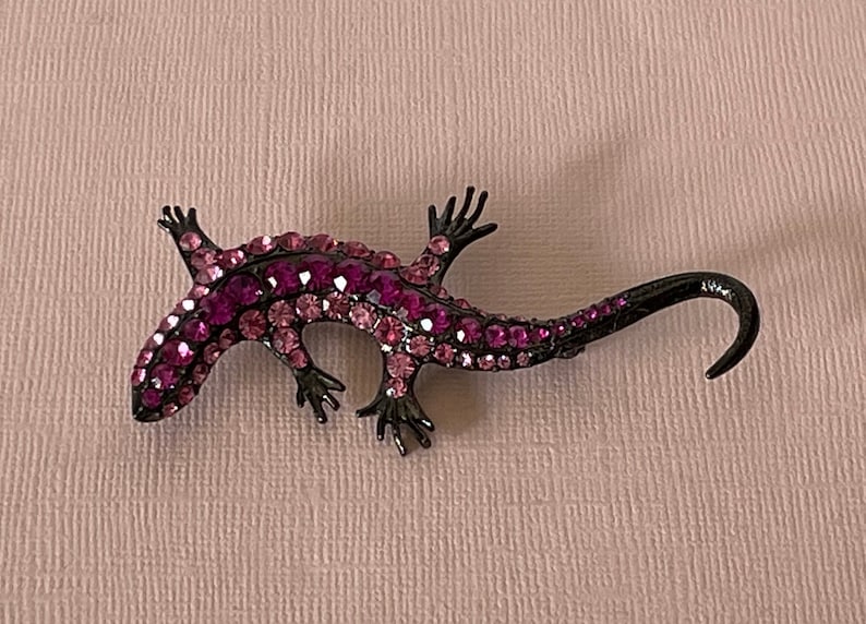 Rhinestone Lizard Brooch Rhinestone Lizard Pin Pink Lizard - Etsy