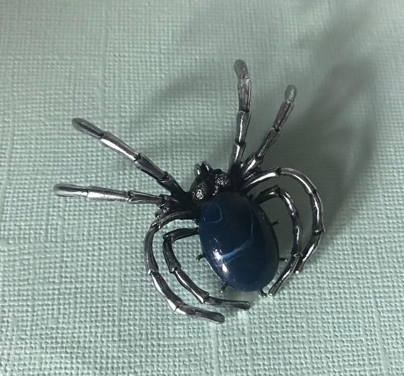 Blue spider pin cobalt blue spider pin silver and blue | Etsy