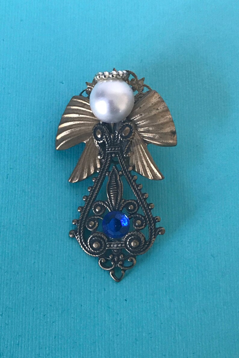 Vintage antique angel rhinestone brooch faux pearl angel | Etsy