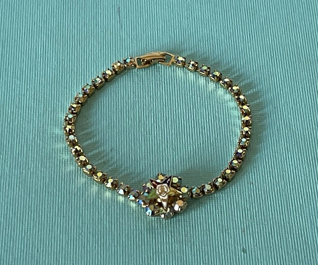 Vintage Order of the Eastern Star Bracelet, Eastern Star Rhinestone ...