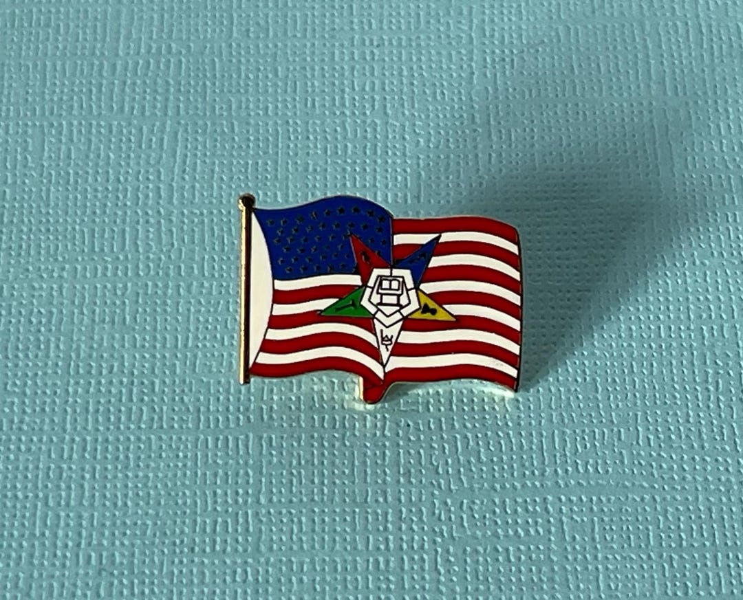 Vintage Order of the Eastern Star Brooch, OES Flag Brooch, Eastern Star ...