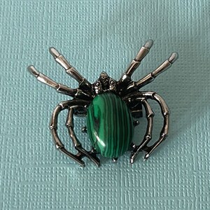 Green Malachite Spider Brooch, Spider Pin, Malachite Spider Pin ...