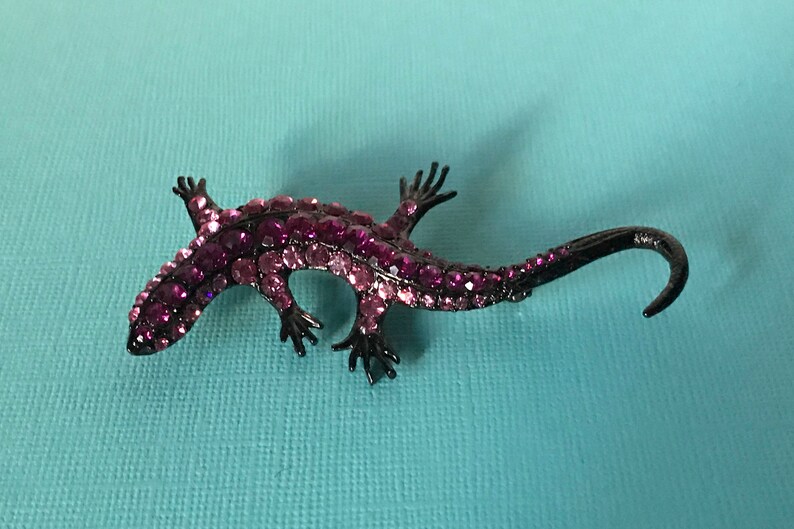 Rhinestone Lizard Brooch Rhinestone Lizard Pin Pink Lizard | Etsy