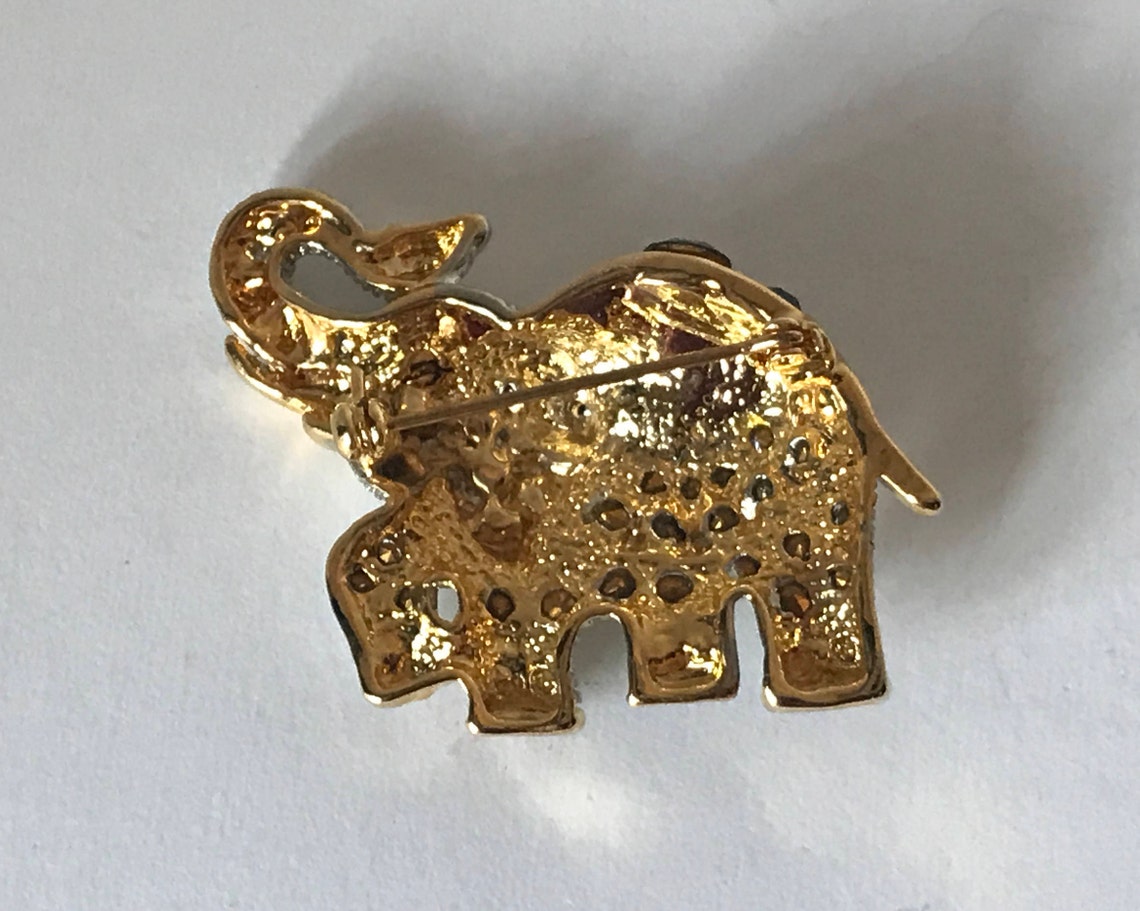 Vintage Rhinestone Elephant Brooch, Rhinestone Elephant Pin, Lucky ...