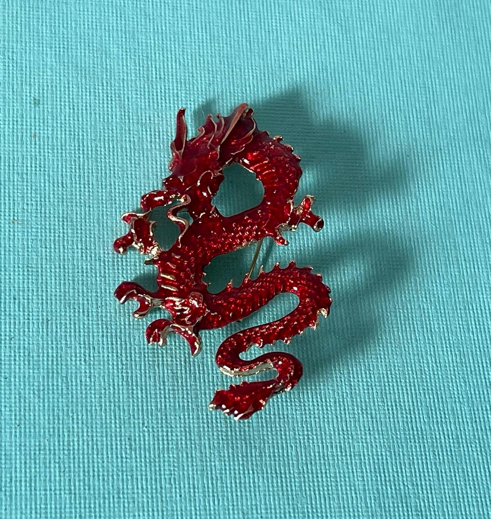 Red Rhinestone Dragon Brooch, Dragon Pin, Serpent Pin, Dragon Jewelry ...