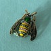 Green Rhinestone and Yellow Bumble Bee Brooch, Yellow Jacket Pin, Wasp ...