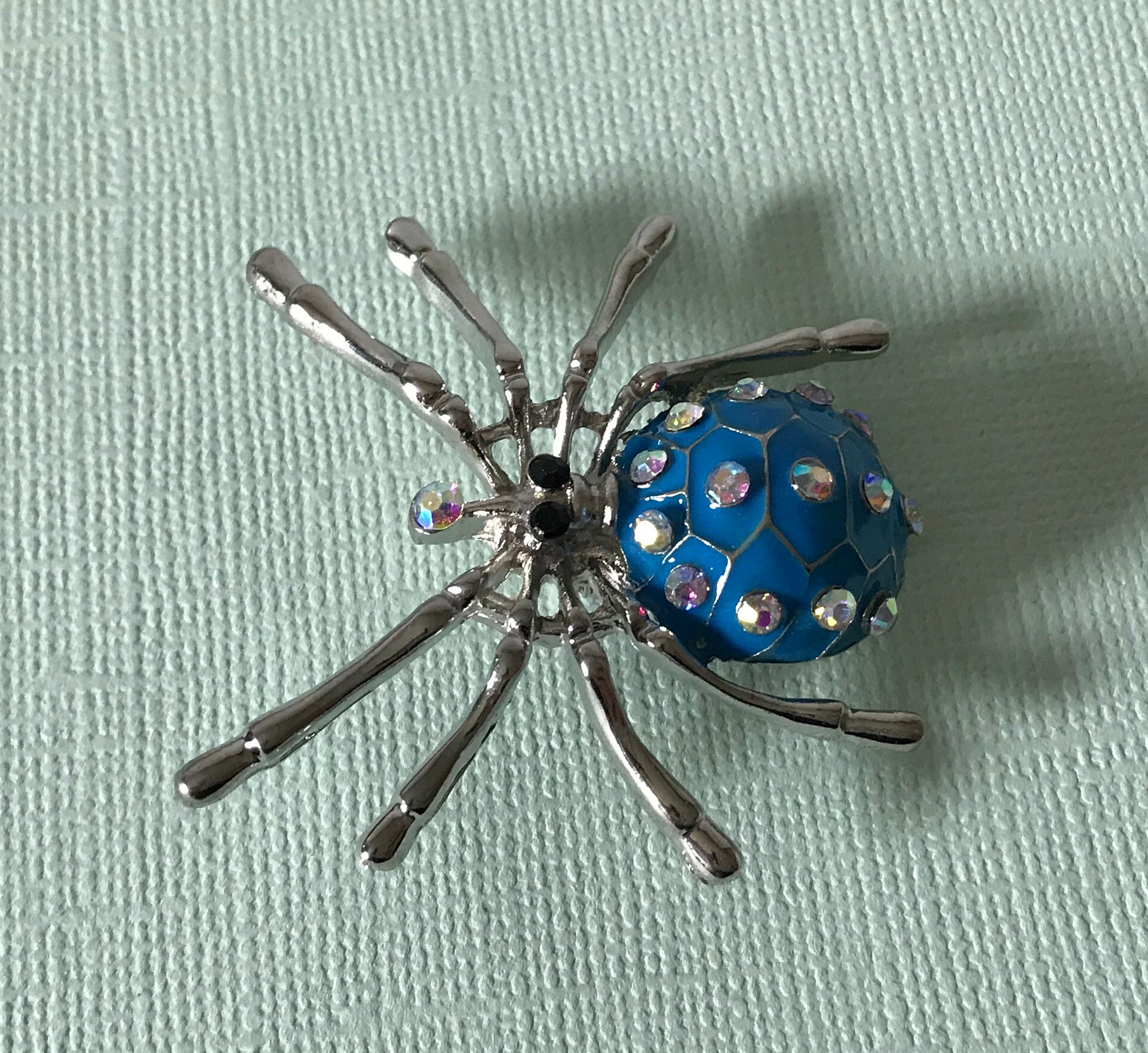 Blue Rhinestone Spider Pin Spider Brooch Aurora Borealis | Etsy