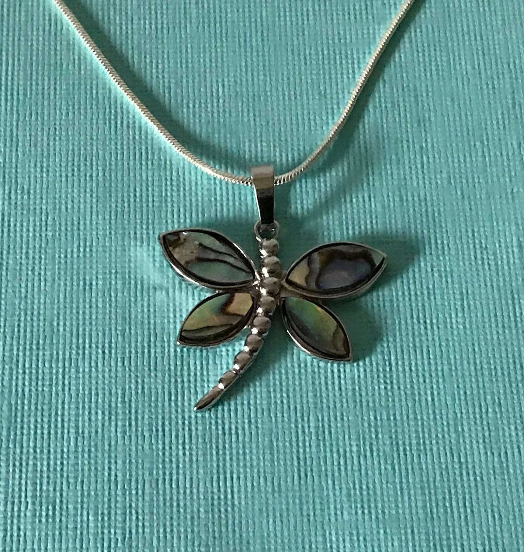 Collar de libélula de abulón, joyería de libélula, regalos para ella ...