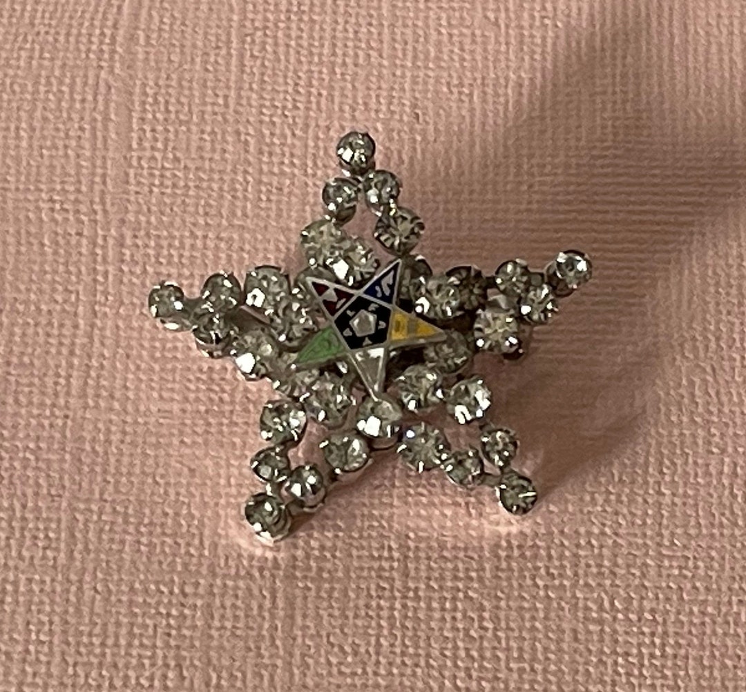 Vintage Order of the Eastern Star Brooch, OES Rhinestone Star Brooch ...