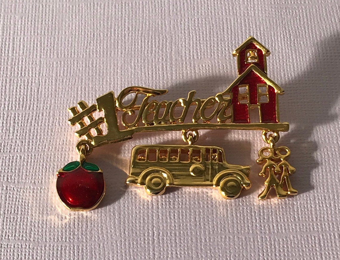 Vintage #1 Teacher Pin, Gifts for Teachers, Teacher Brooch, Teacher ...