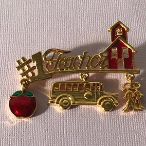 Vintage #1 Teacher Pin, Gifts for Teachers, Teacher Brooch, Teacher ...