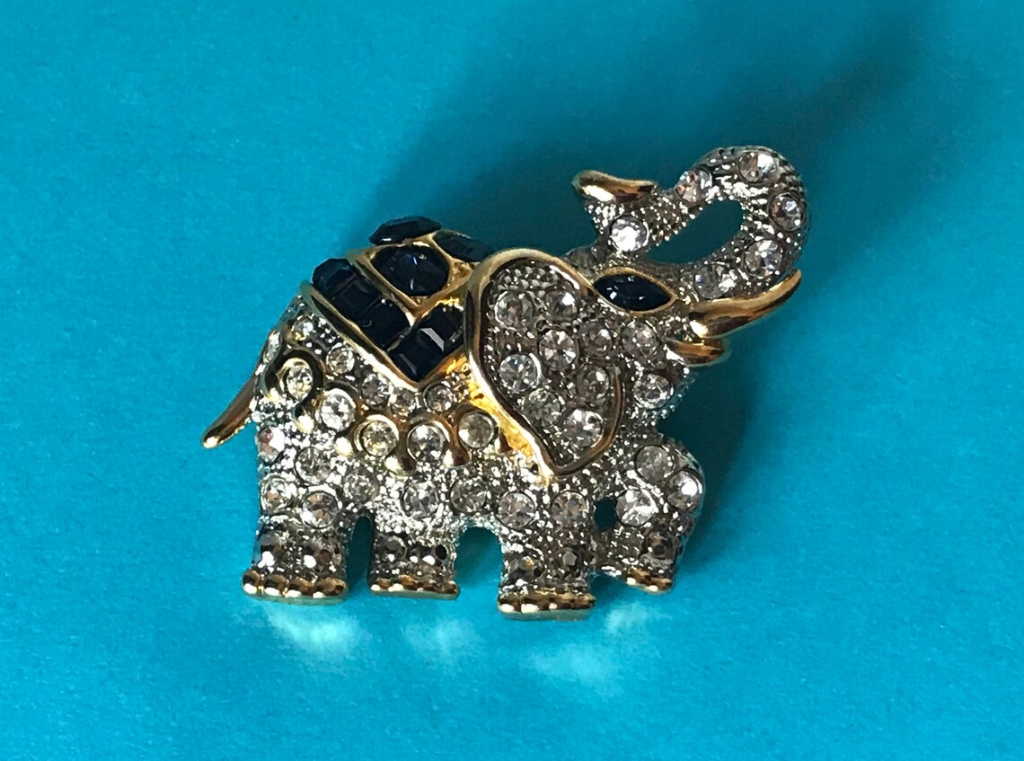 Vintage rhinestone elephant brooch rhinestone elephant pin | Etsy