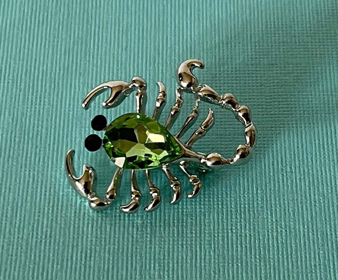 Rhinestone Scorpion Pin Scorpion Brooch Green Scorpion Pin - Etsy