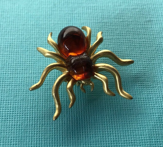 Vintage Spider Pin Gold Spider Pin Spider Jewelry Gem