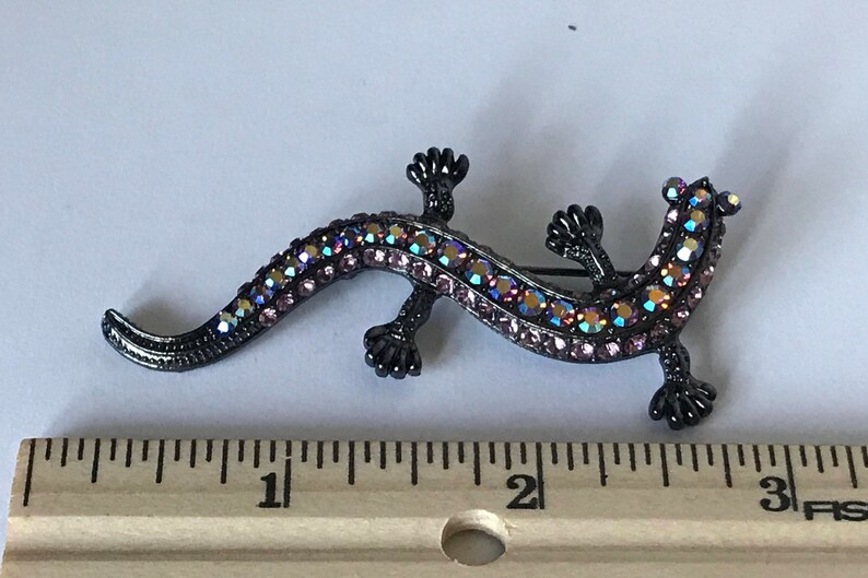 Vintage aurora borealis rhinestone lizard brooch gecko pin | Etsy