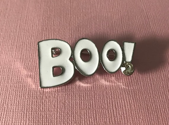 Hallowen Boo pin, boo pin, boo brooch, rhinestone boo… - Gem