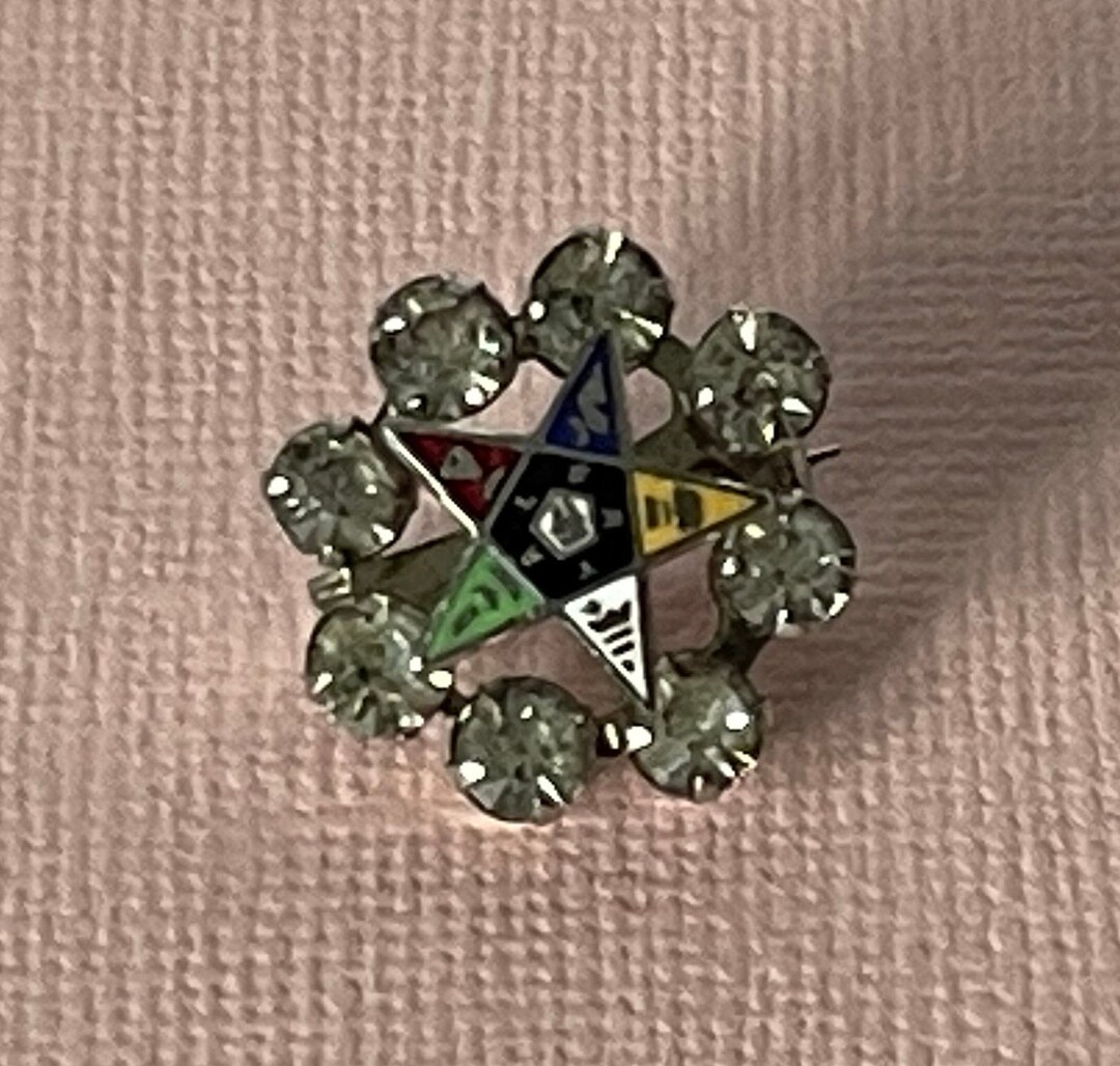 Vintage Order of the Eastern Star Brooch Rhinestone OES Brooch, Eastern ...