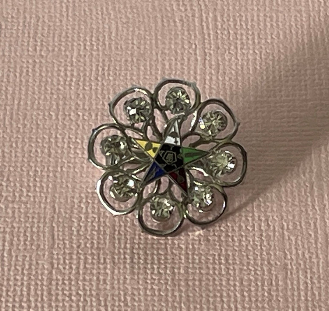 Vintage Order of the Eastern Star Brooch, Eastern Star Flower Brooch ...