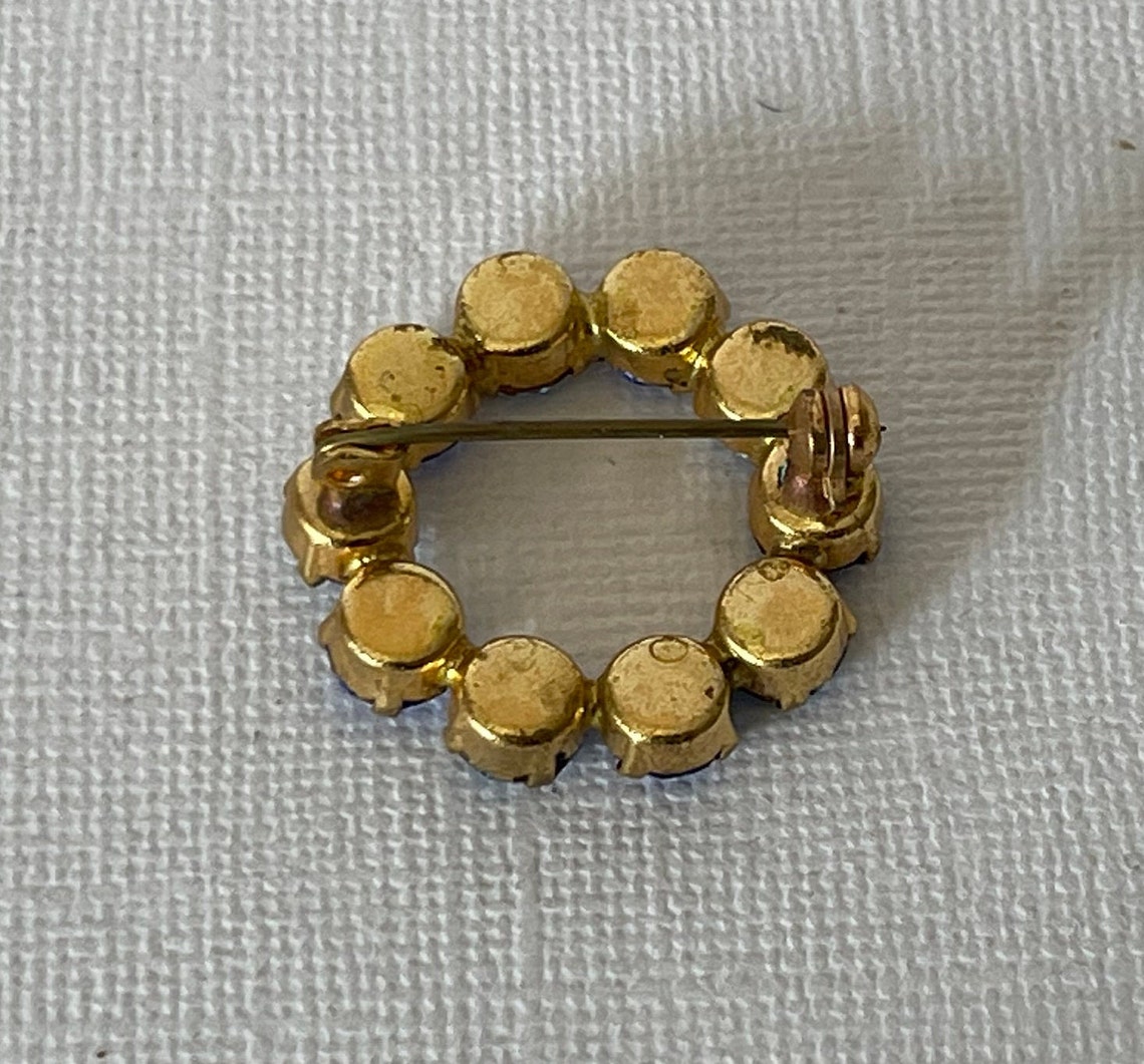 Vintage Blue Circle Brooch Blue and Gold Circle Brooch Light - Etsy