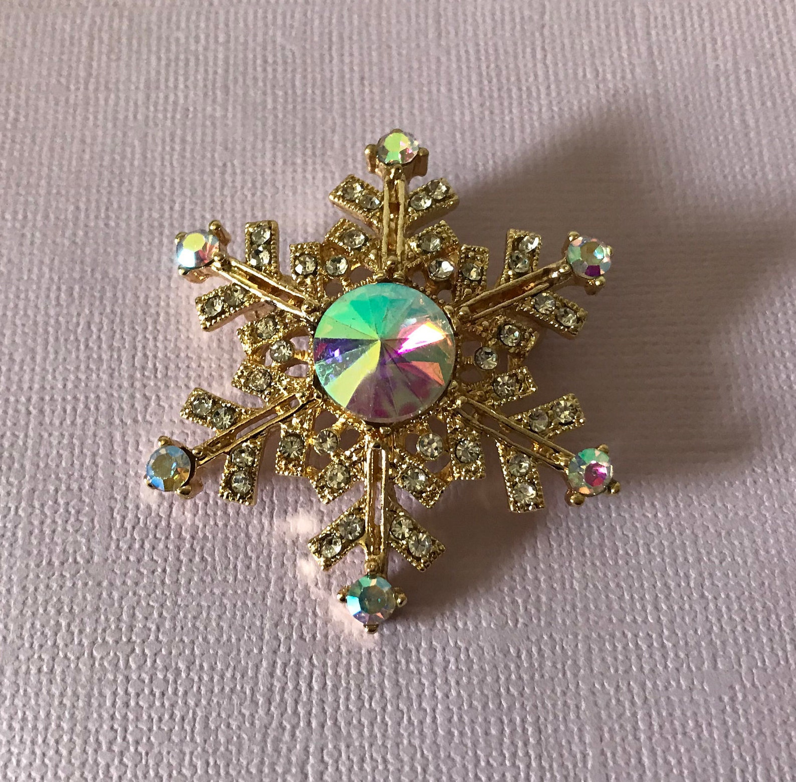 Rhinestone snowflake brooch rivoli rhinestone snowflake pin | Etsy