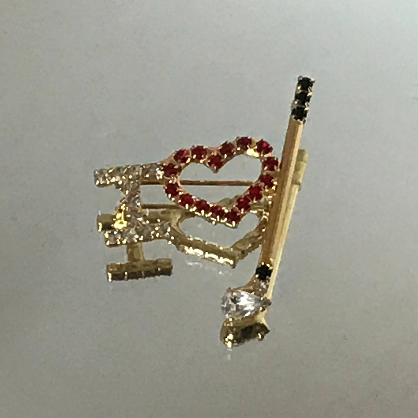 Vintage I love golf pin rhinestone golf brooch i heart golf | Etsy