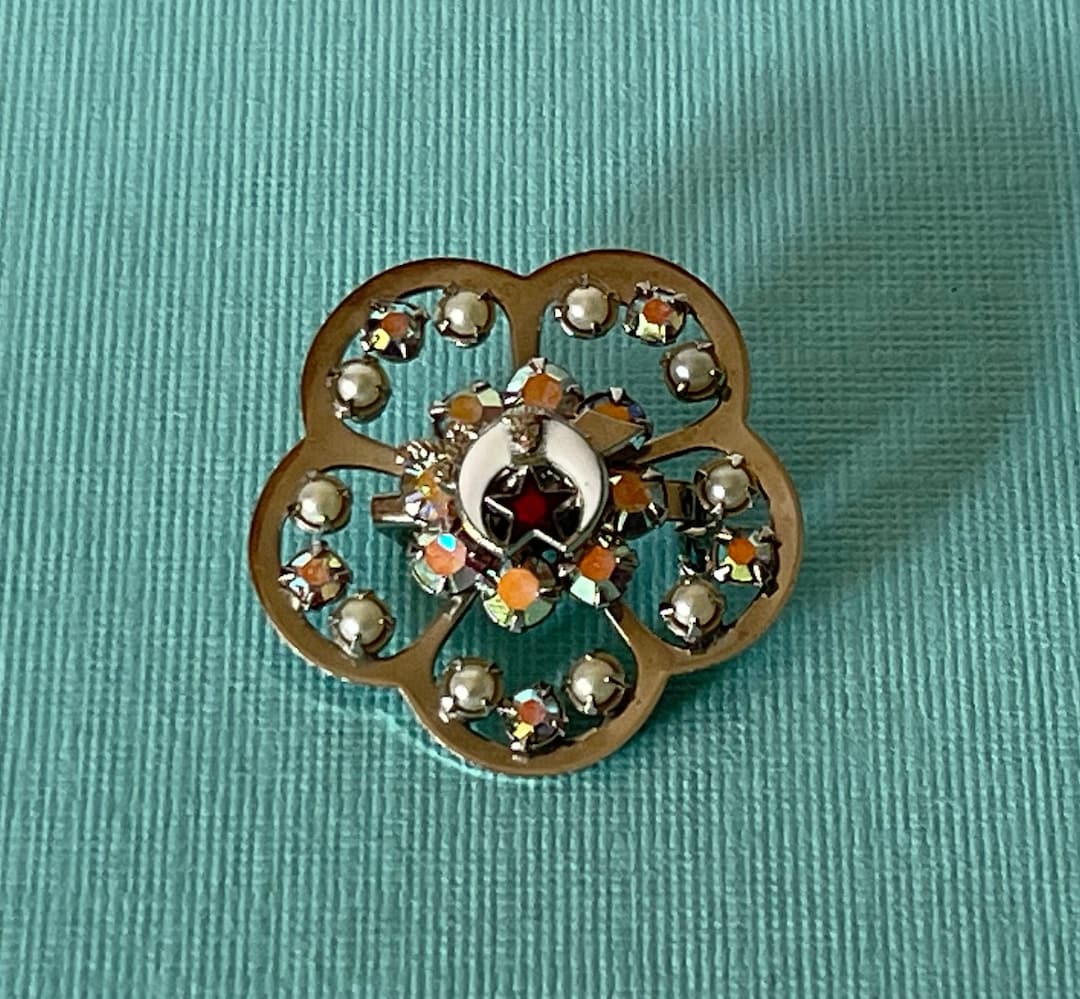 Vintage Rhinestone Shriner Pin, Faux Pearl and Rhinestone Shriner Pin ...