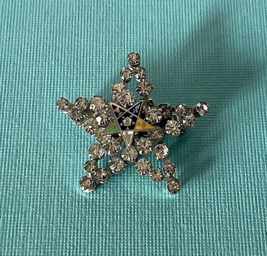 Vintage Order of the Eastern Star Brooch, OES Rhinestone Star Brooch ...