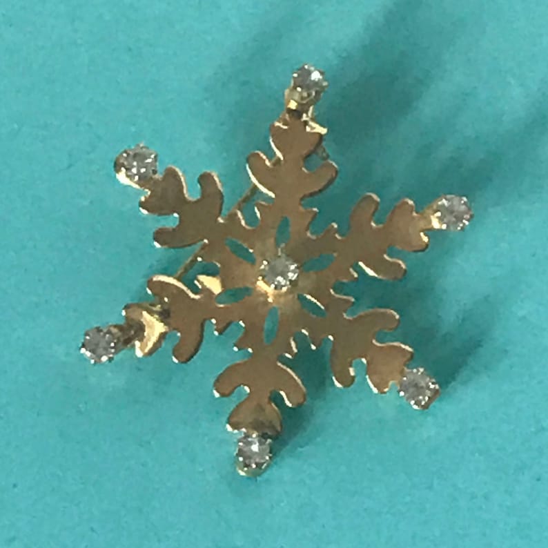 Vintage snowflake pin snowflake brooch rhinestone snow flake | Etsy
