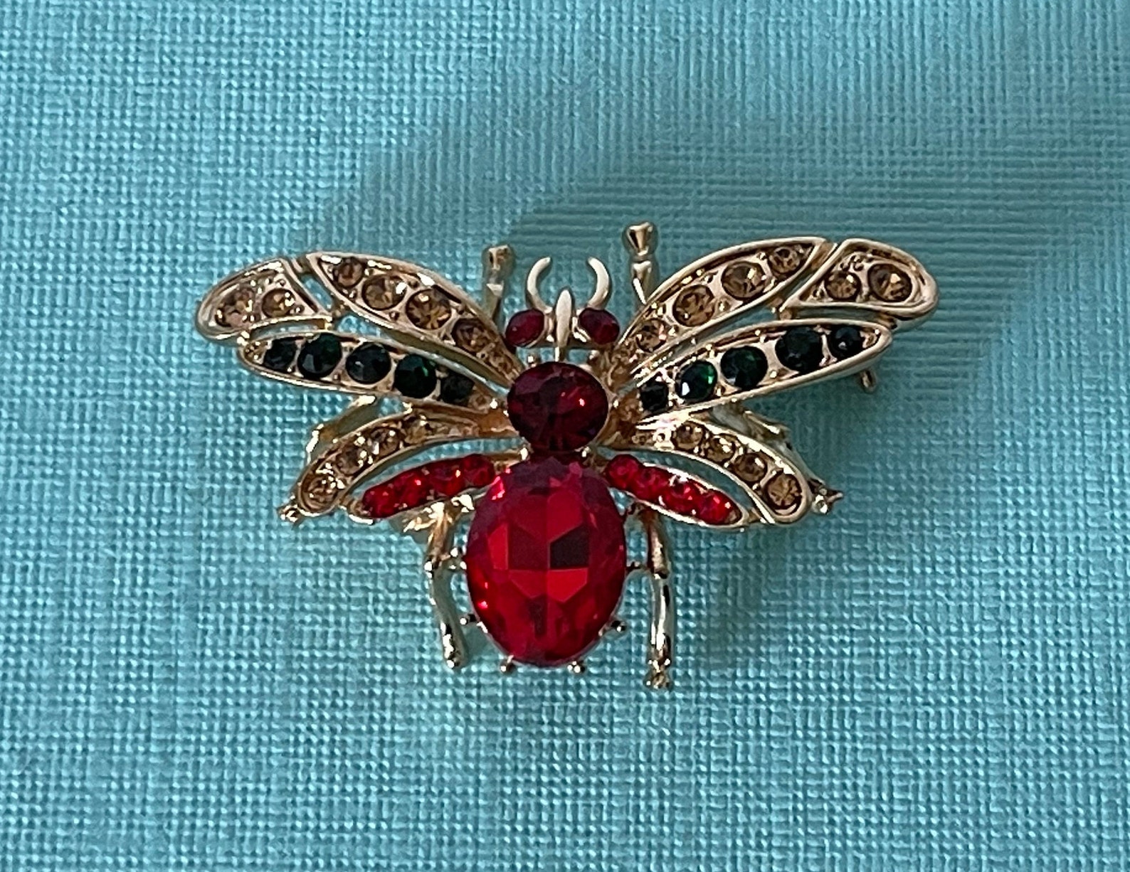 Red Rhinestone Bee Pin Rhinestone Bumble Bee Pin Bee Brooch - Etsy
