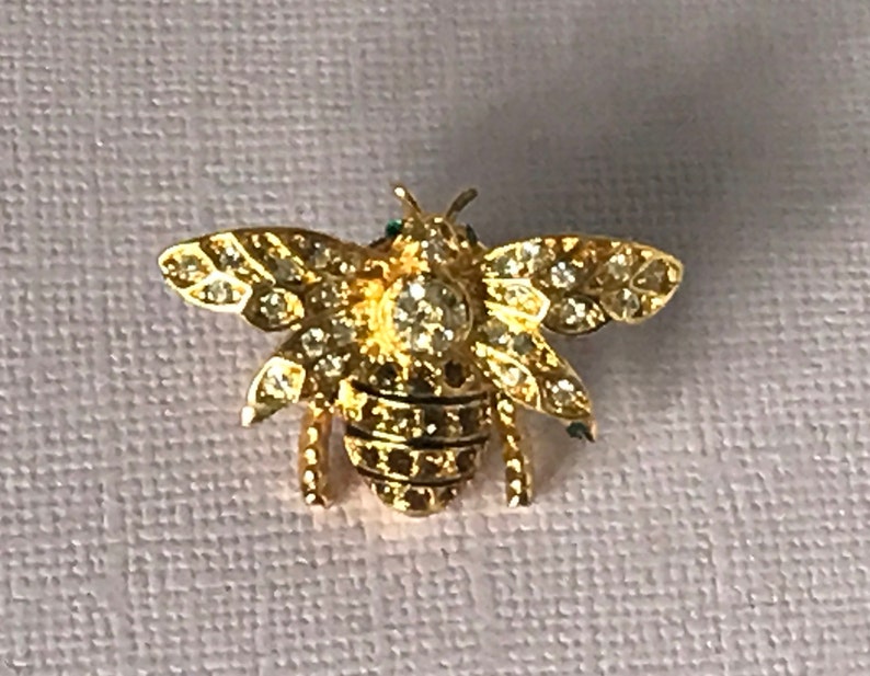 Vintage rhinestone bee pin bee lapel pin gold tone bee pin | Etsy