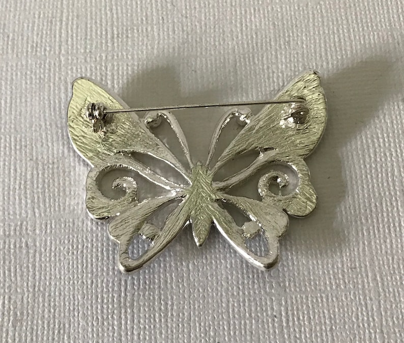 Vintage Rhinestone Butterfly Pin, Blue and Silver Butterfly Pin ...