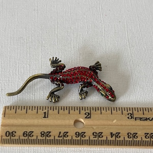 Vintage Red Rhinestone Lizard Pin, Lizard Brooch, Gecko Pin, Lizard Pin ...