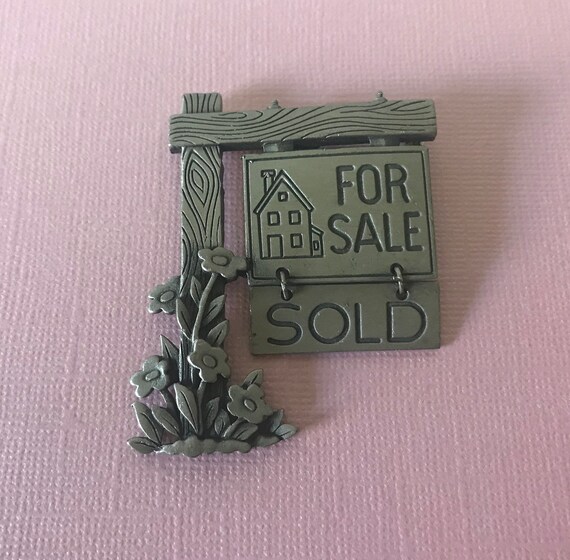 Vintage for Sale Sign Pin Sold Sign Pin Pewter Sold Sign - Etsy