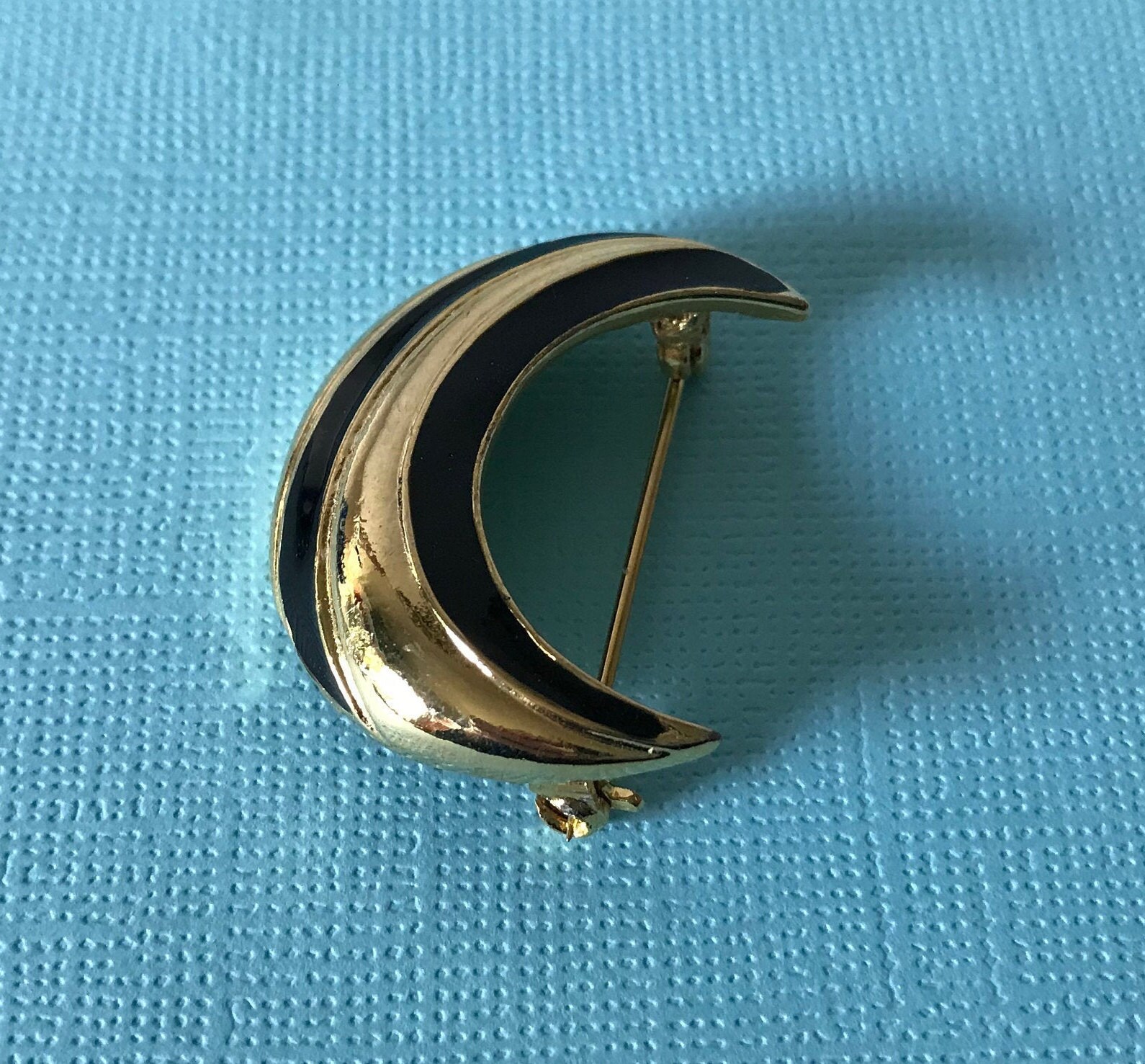 Black and Gold Crescent Moon Pin Moon Pin Waning Crescent | Etsy